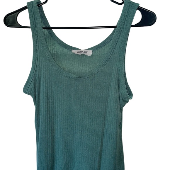 Double Zero | Tops | Double Zero Ribbed Green Sleeveless Tank Top ...